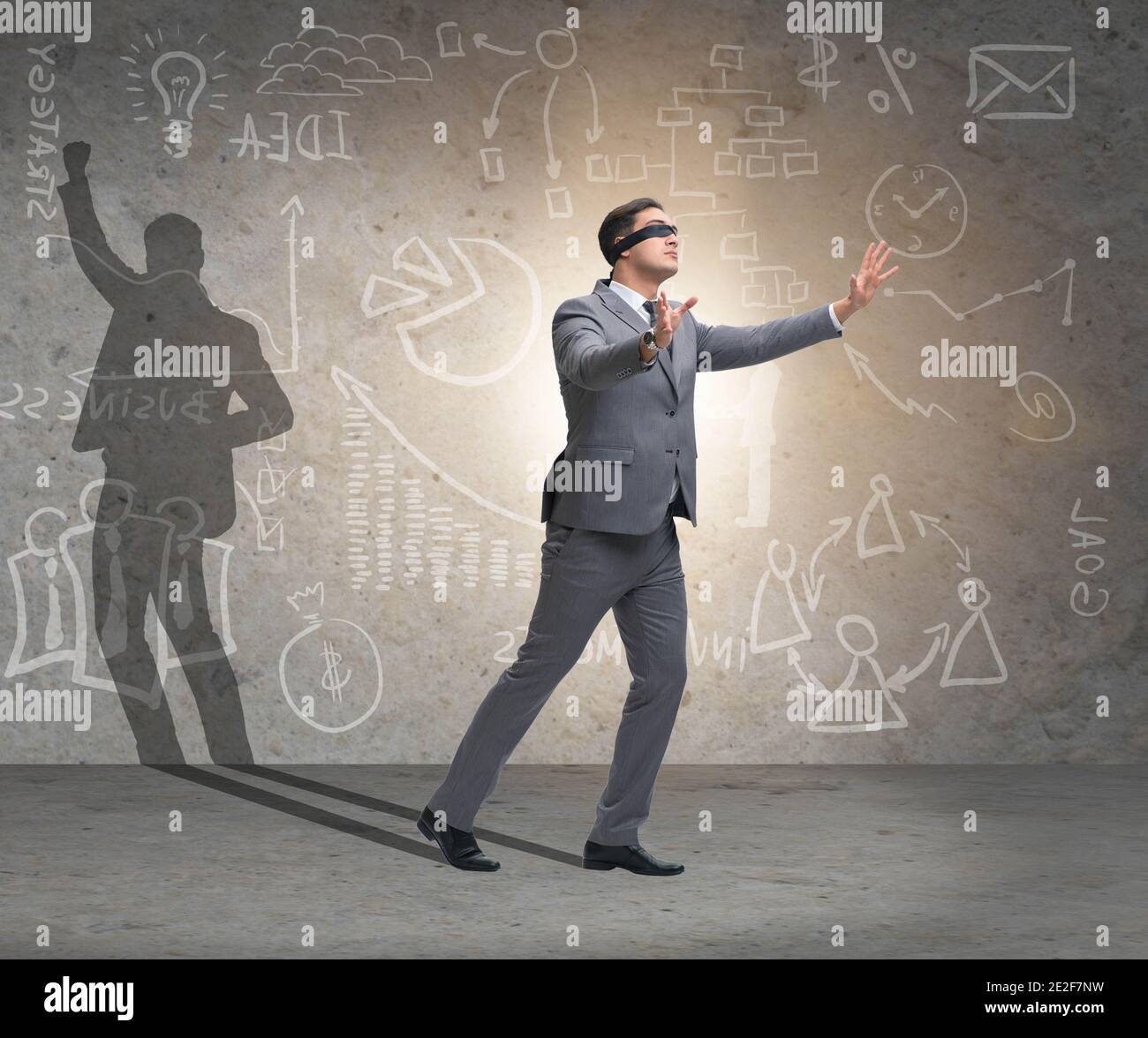 The businessman and his shadow in business concept Stock Photo - Alamy