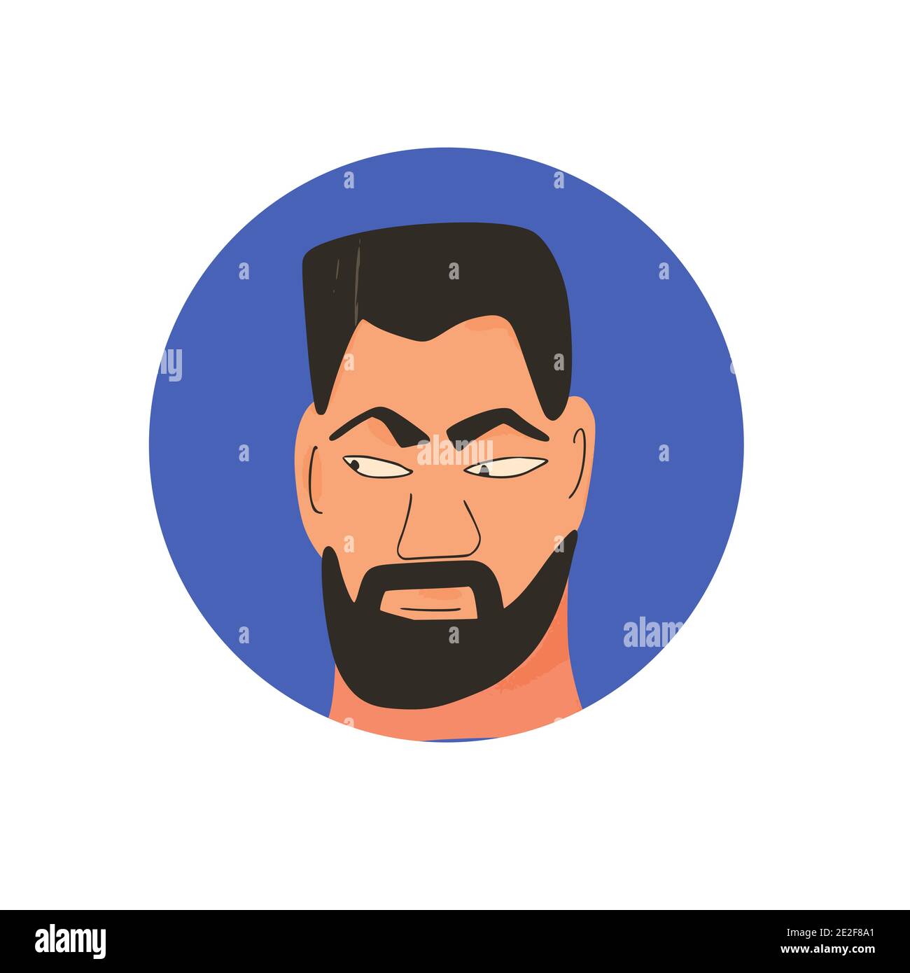Male avatar icon. Face of bearded man. Mans head in round emblem ...