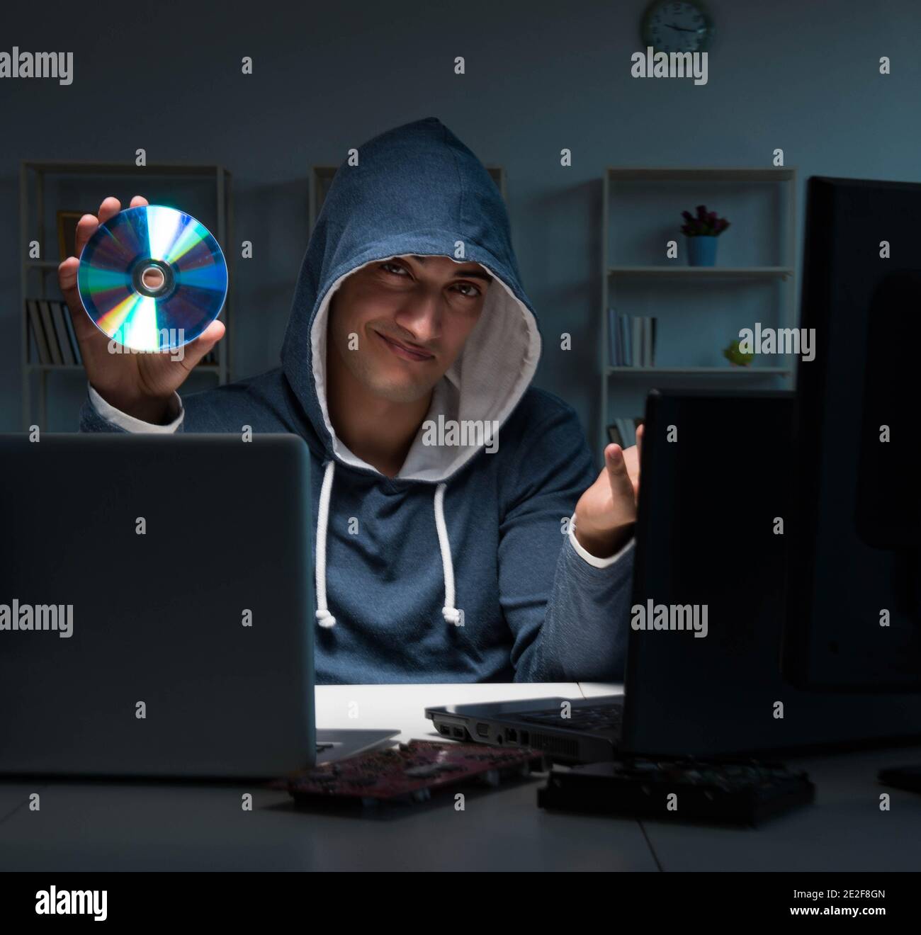 The hacker hacking computer at night Stock Photo - Alamy