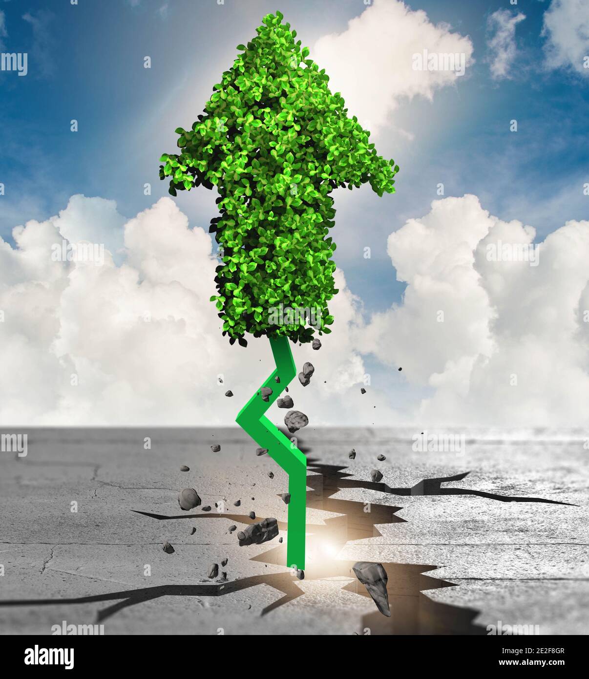 The green arrow pointing upwards - 3d rendering Stock Photo - Alamy