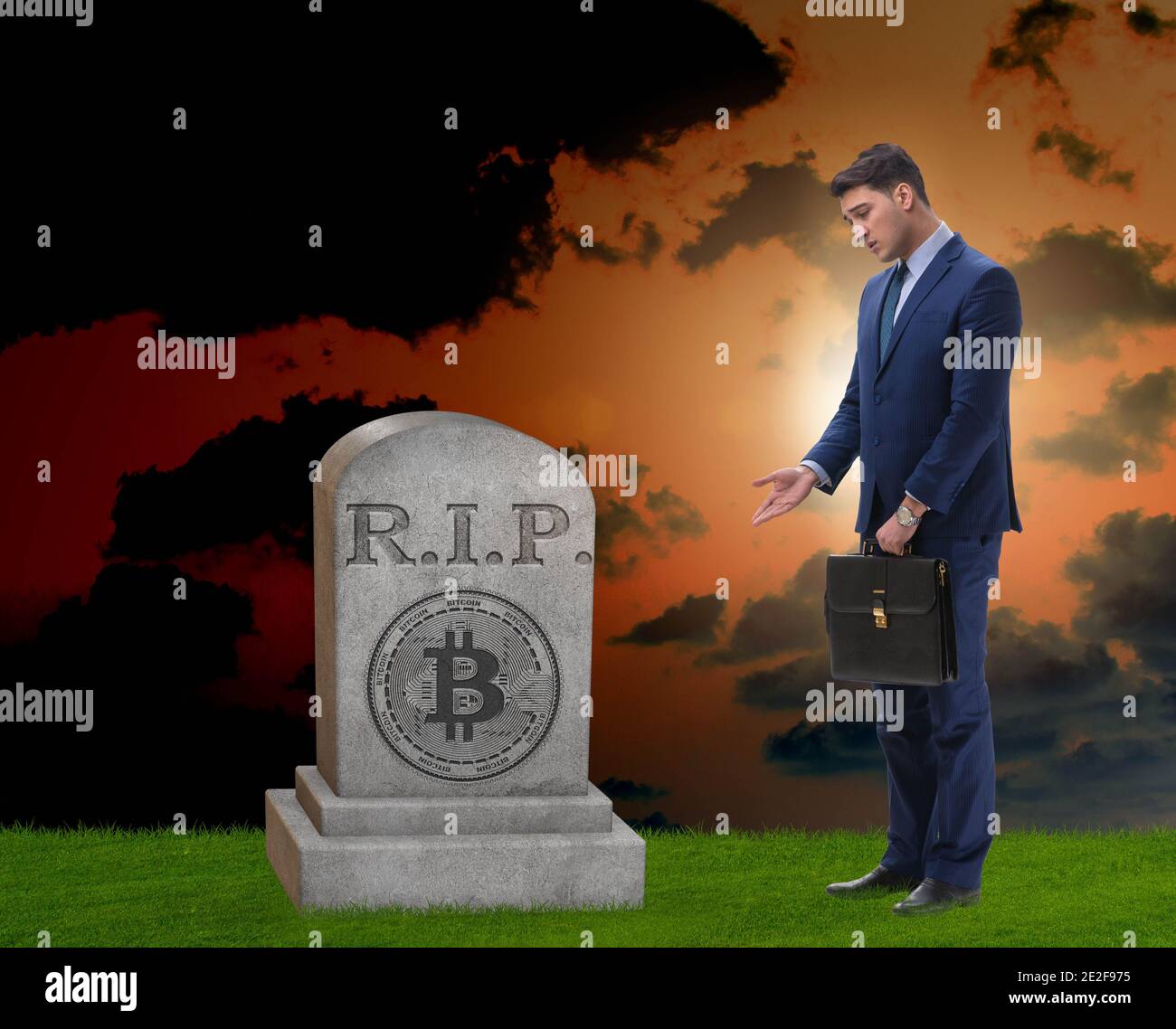 The businessman mourning the demise and death of bitcoin Stock Photo ...