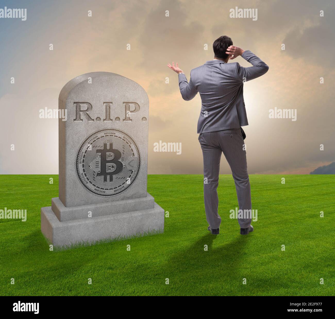 The businessman mourning the demise and death of bitcoin Stock Photo ...