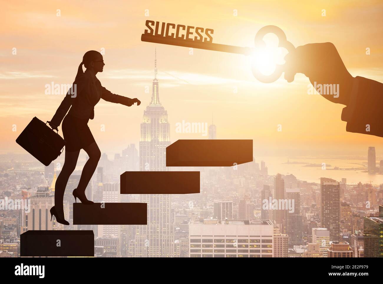 The businesswoman climbing the career ladder of success Stock Photo - Alamy