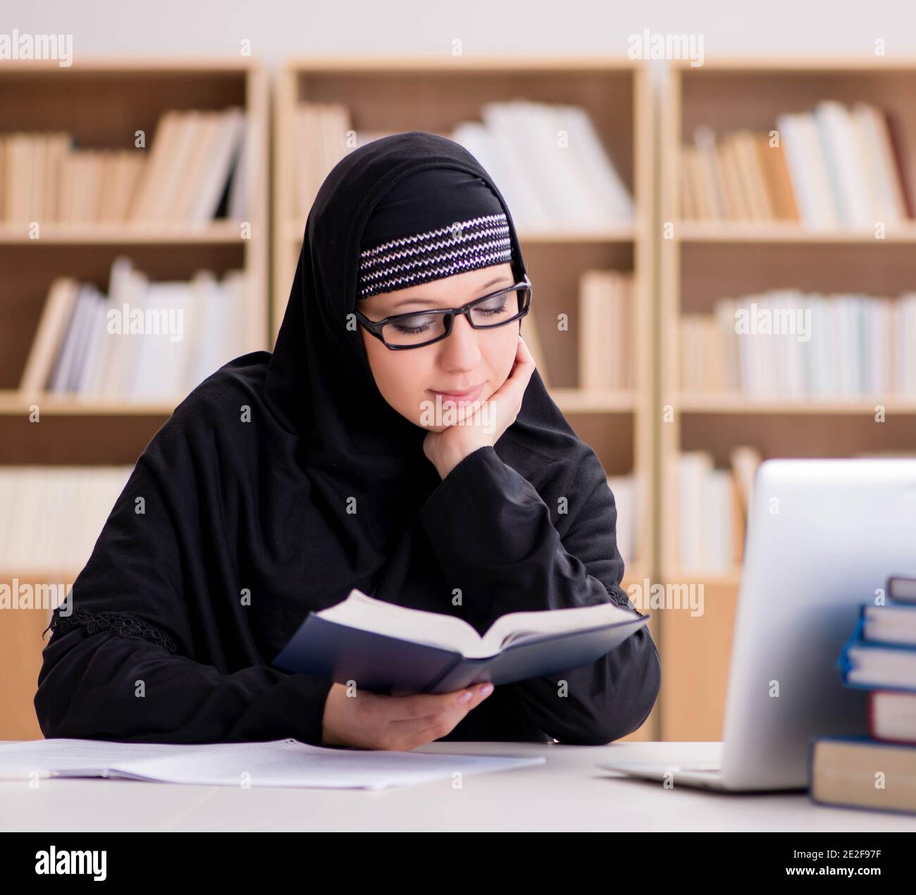 The muslim girl in hijab studying preparing for exams Stock Photo - Alamy