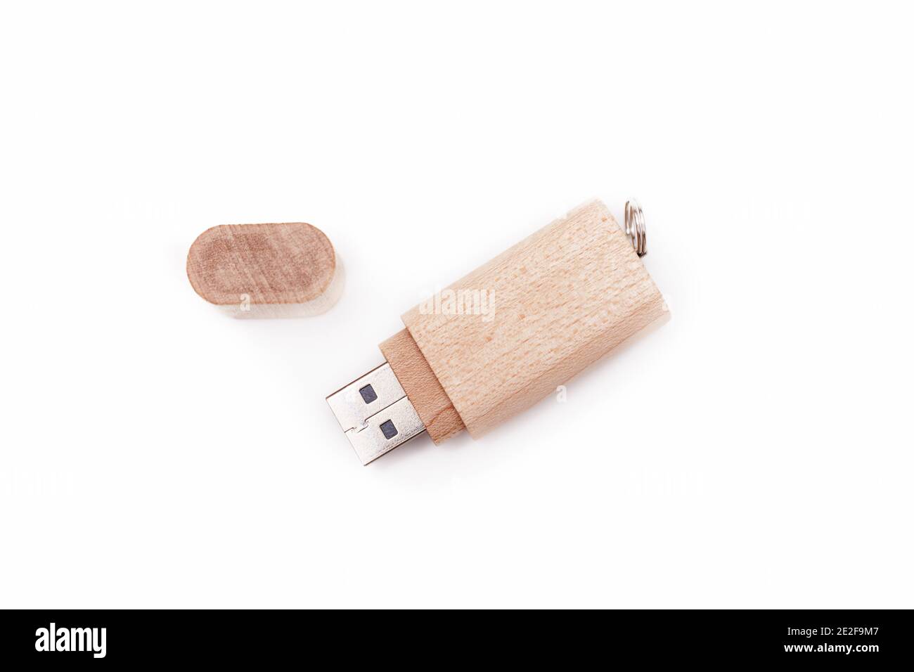 Wooden USB stick isolated on a white background Stock Photo - Alamy