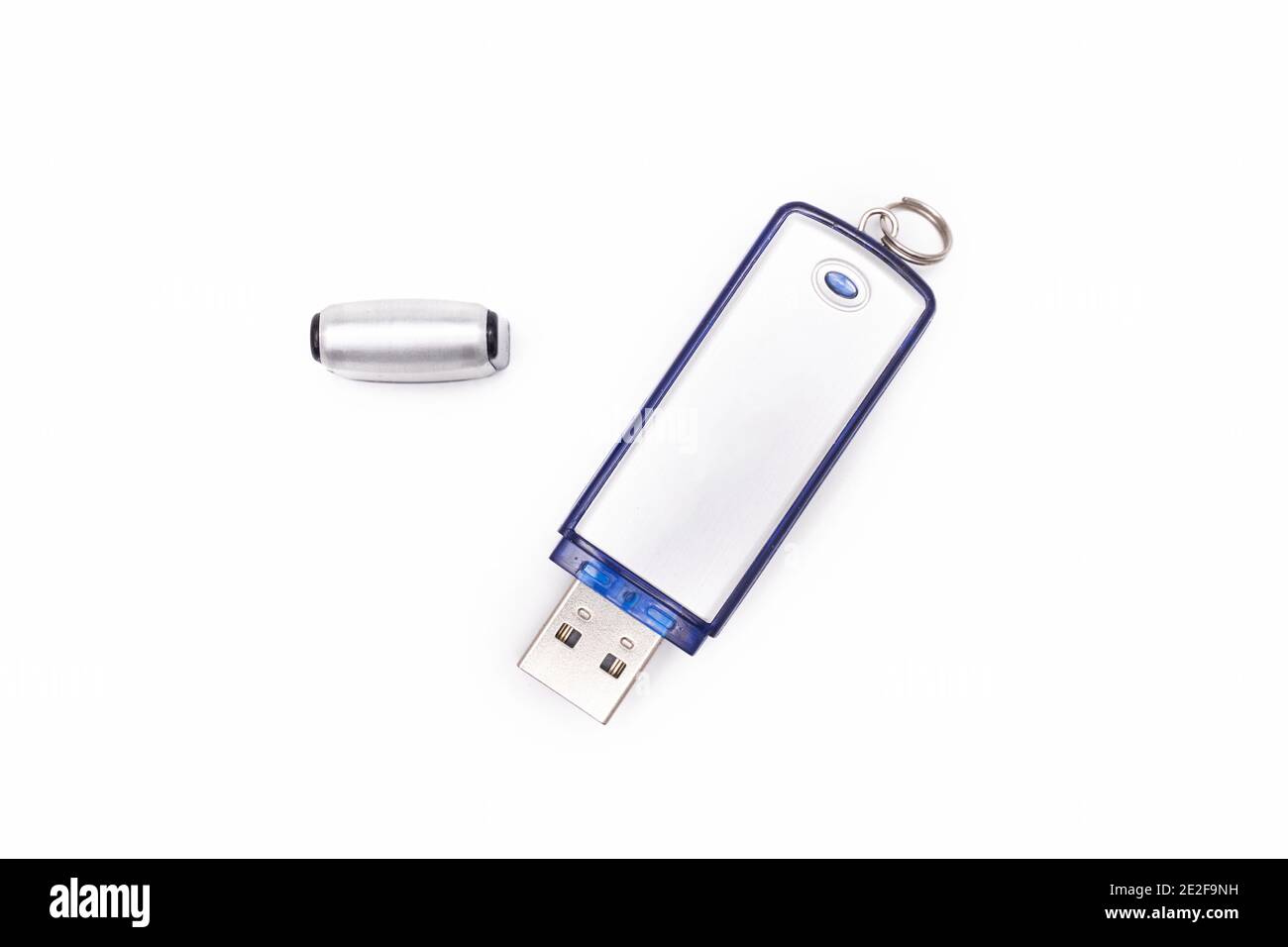 Blue and gray USB stick isolated on a white background Stock Photo - Alamy
