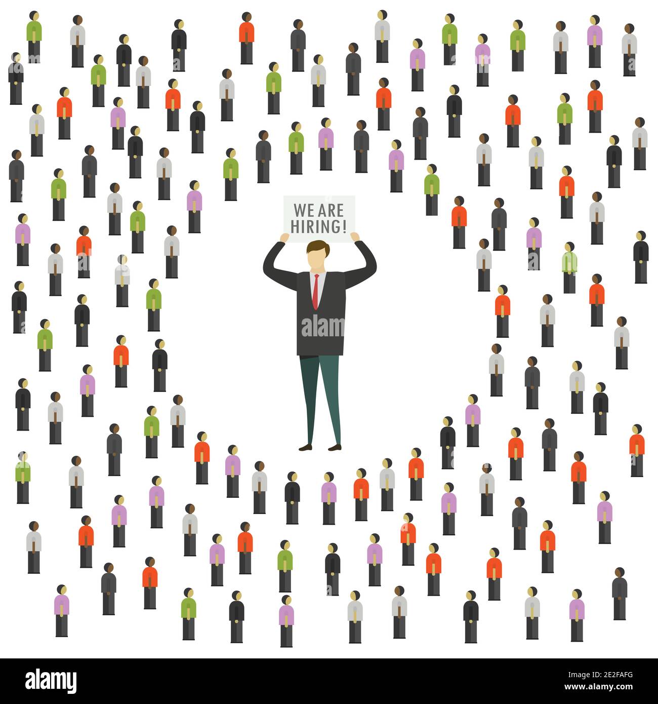 Many Different people looking for a job and in center businessman with ...