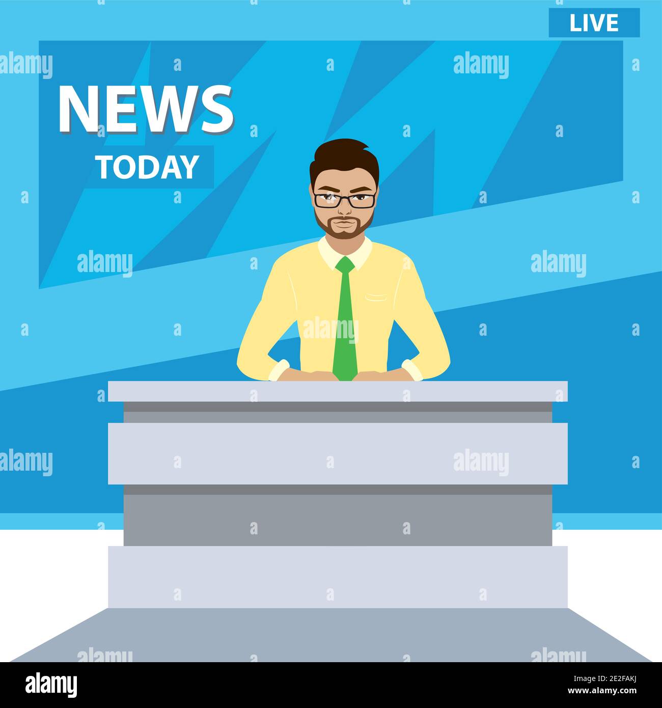 European or arabic male television host in modern studio,flat workplace ...