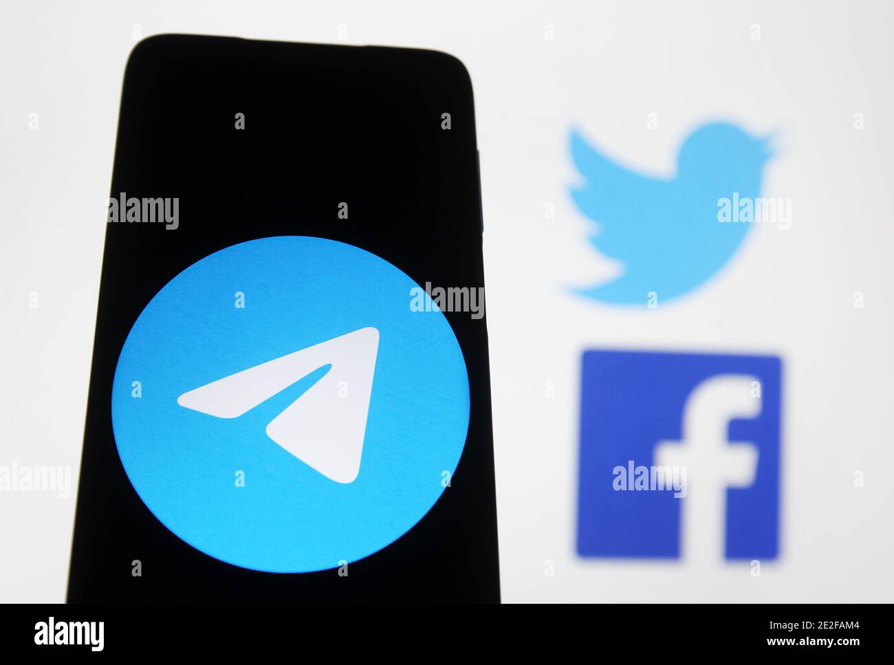 In this photo illustration, Telegram logo is seen displayed on a mobile ...