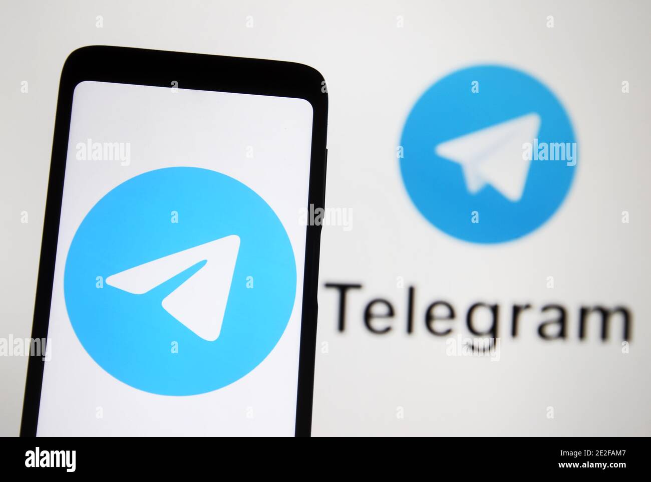In this photo illustration, Telegram logo is seen displayed on a mobile ...