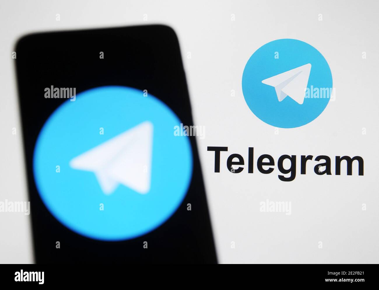 Ukraine. 13th Jan, 2021. In this photo illustration, Telegram logo is ...