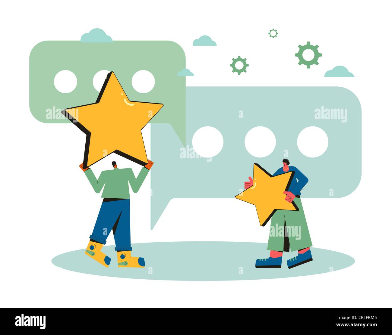 Feedback and comment concept. Client review. People holding stars in ...