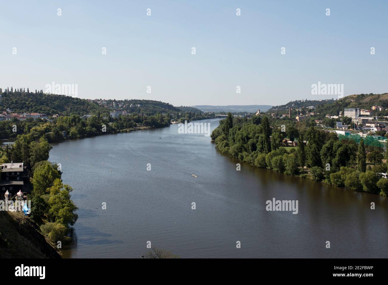 A view of the Vltava (Moldau) River from Vysehrad fortress on a summer ...