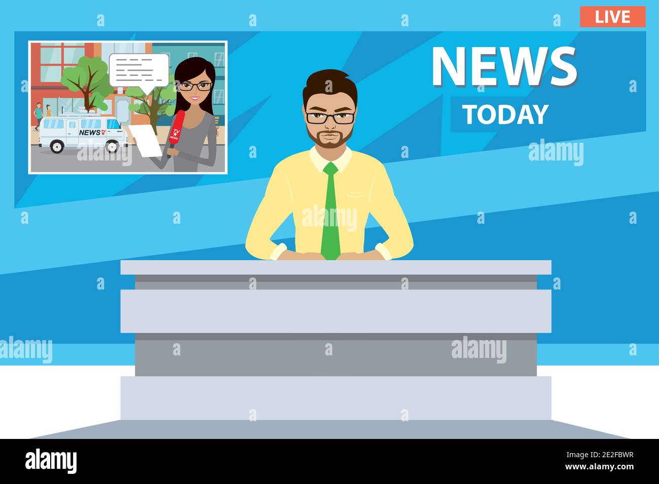 Tv anchor in studio Stock Vector Images - Alamy