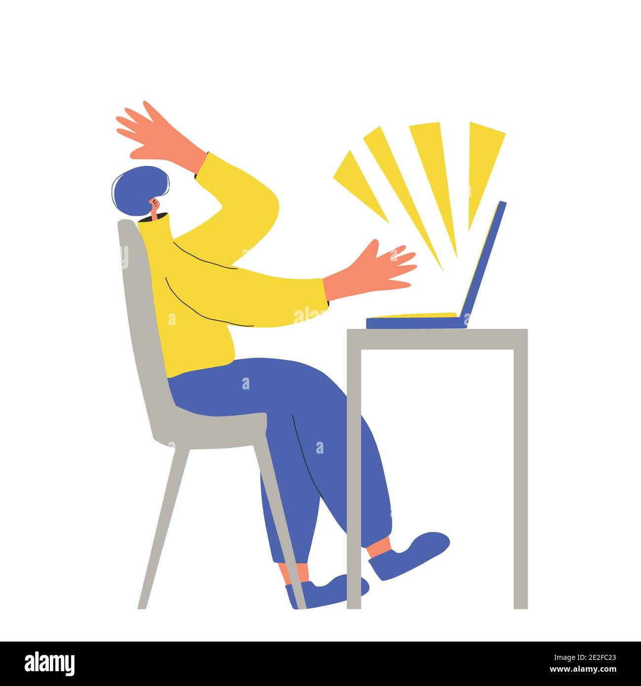 Professional burnout syndrome. Tired character working from home on ...