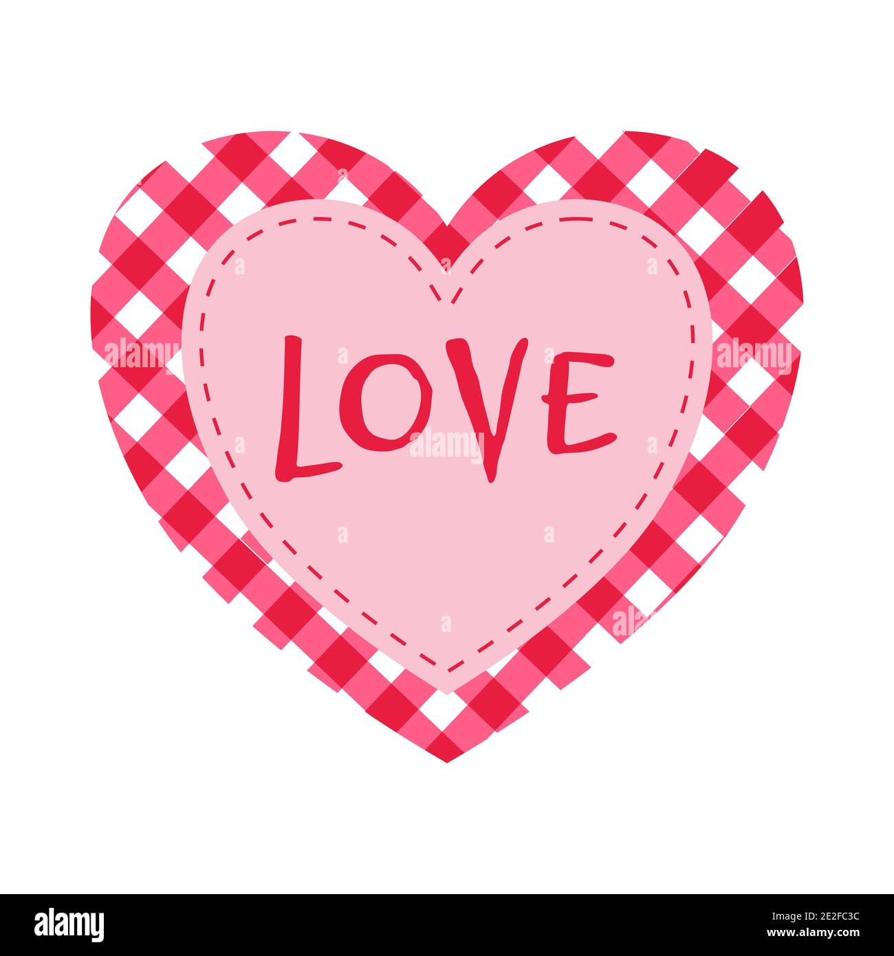 Checkered red heart for Saint Valentine Day with the inscription Love ...