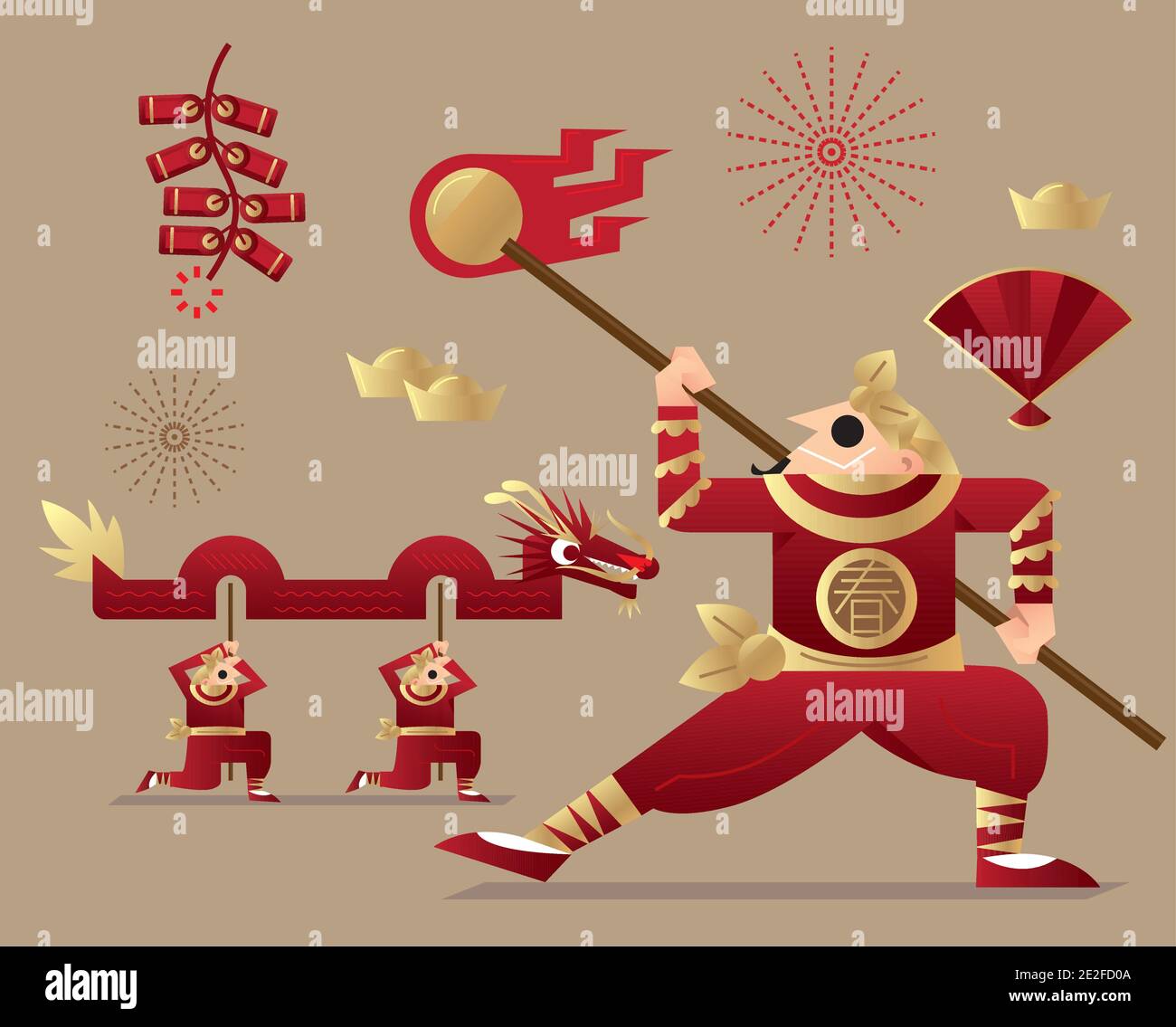 Graphic illustration of Chinese dragon dancing Stock Vector Image & Art ...