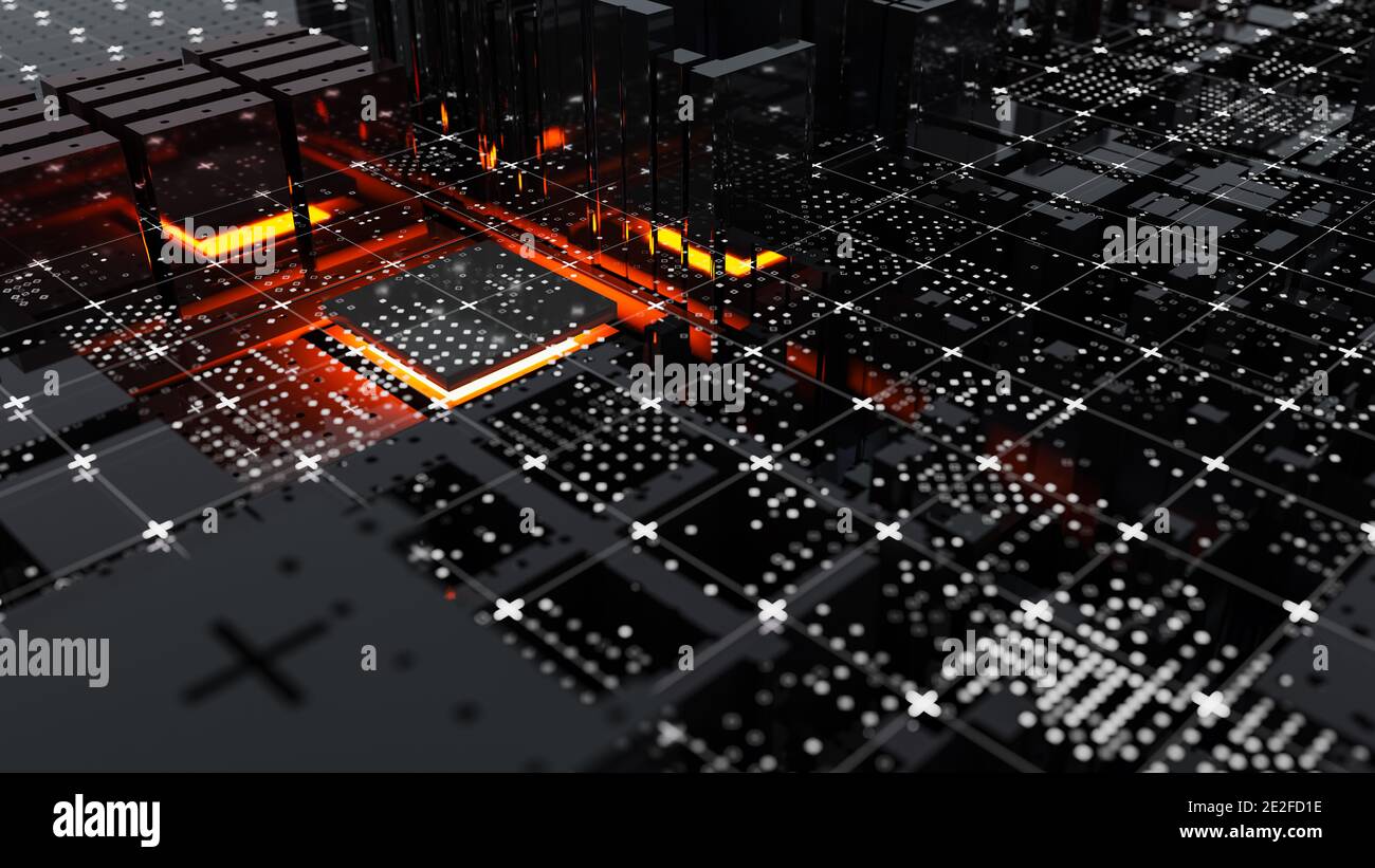 Abstract Central Computer Processors Concept. 3D illustration Stock ...