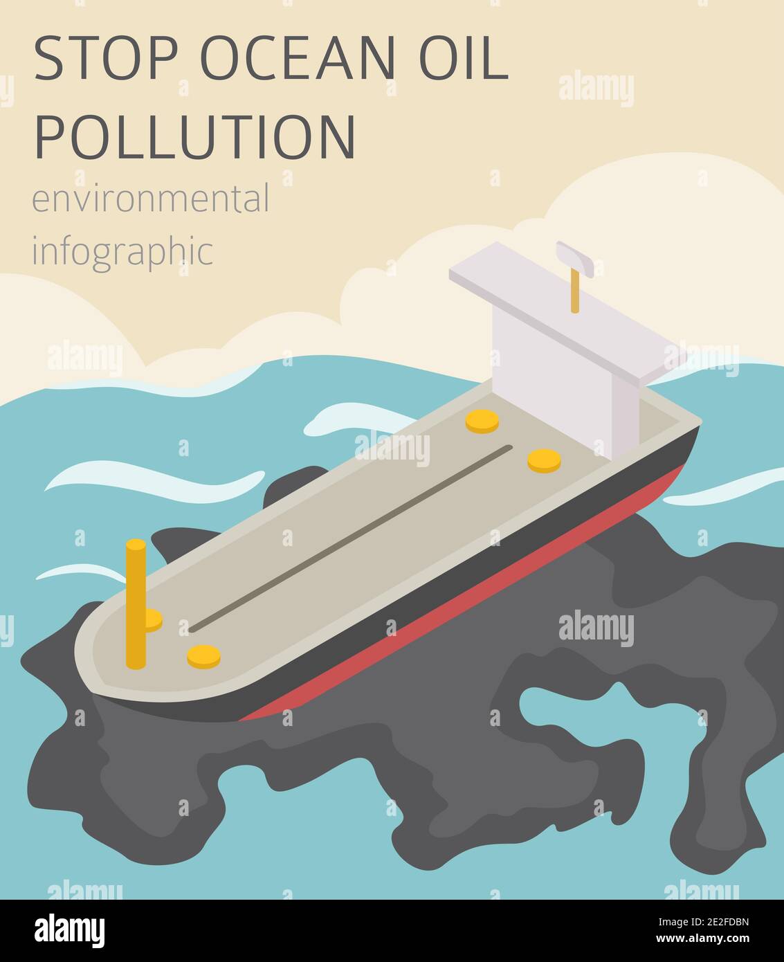 Global environmental problems. Ocean pollution isometric infographic ...