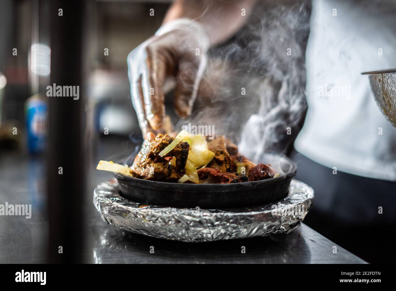 Indian kebab platter in hot sizzling plate Stock Photo - Alamy
