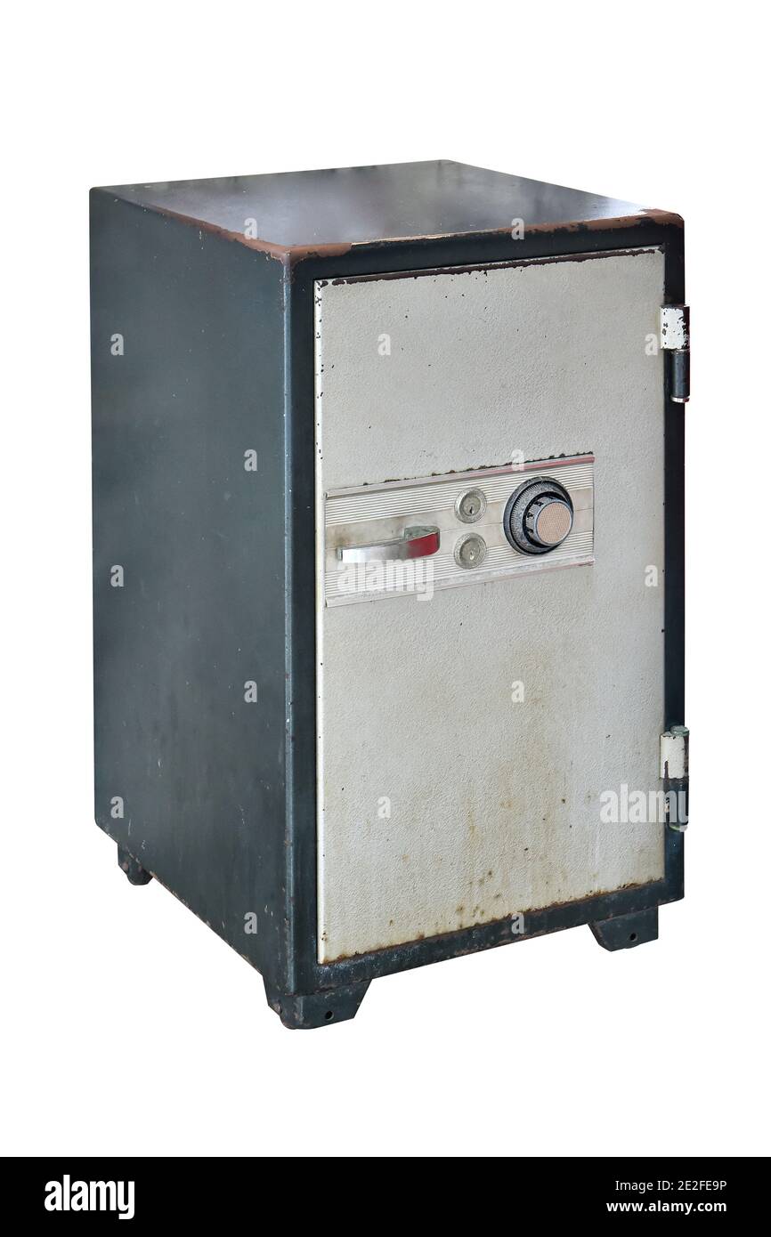 Old safe deposit box isolated on white background work with clipping ...