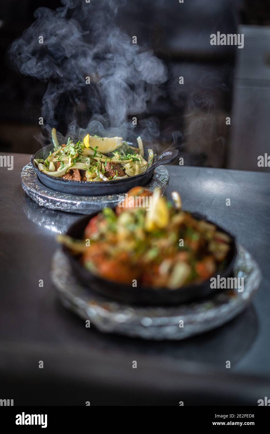 Indian kebab platter in hot sizzling plate Stock Photo - Alamy