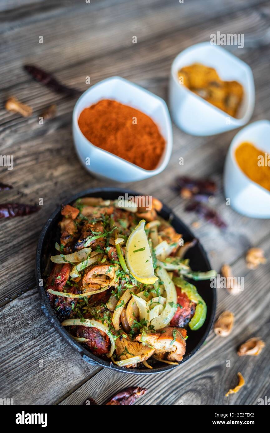 Indian kebab platter in hot sizzling plate Stock Photo - Alamy