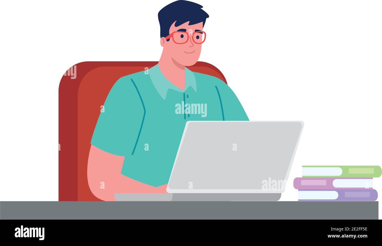 software developer programming in laptop office scene Stock Vector Image & Art - Alamy