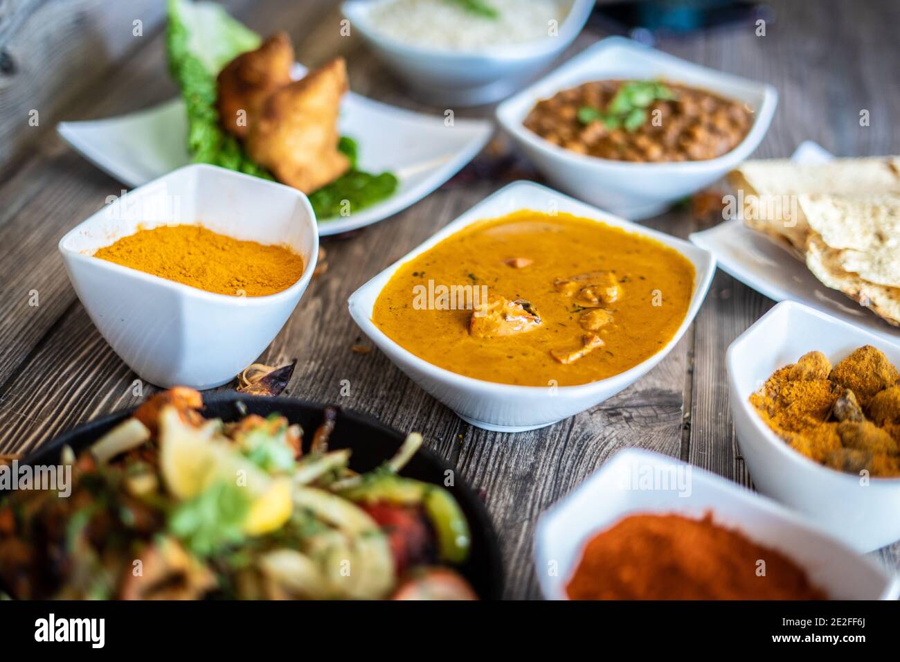 mouth watering indian restaurant food platter Stock Photo - Alamy
