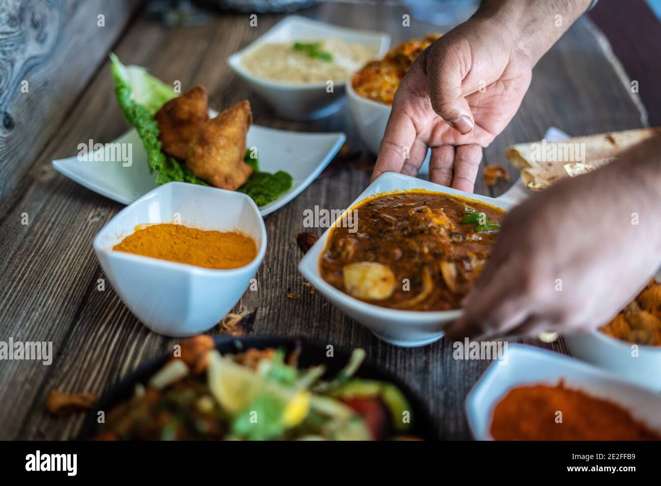mouth watering indian restaurant food platter Stock Photo - Alamy