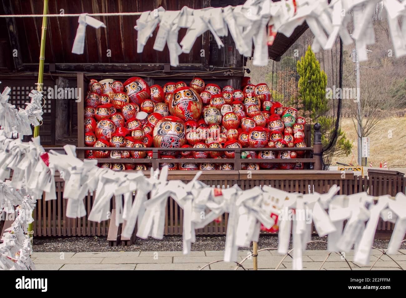 Closeup of Daruma dolls at the Darumaji Temple, Gunma, Japan Stock ...