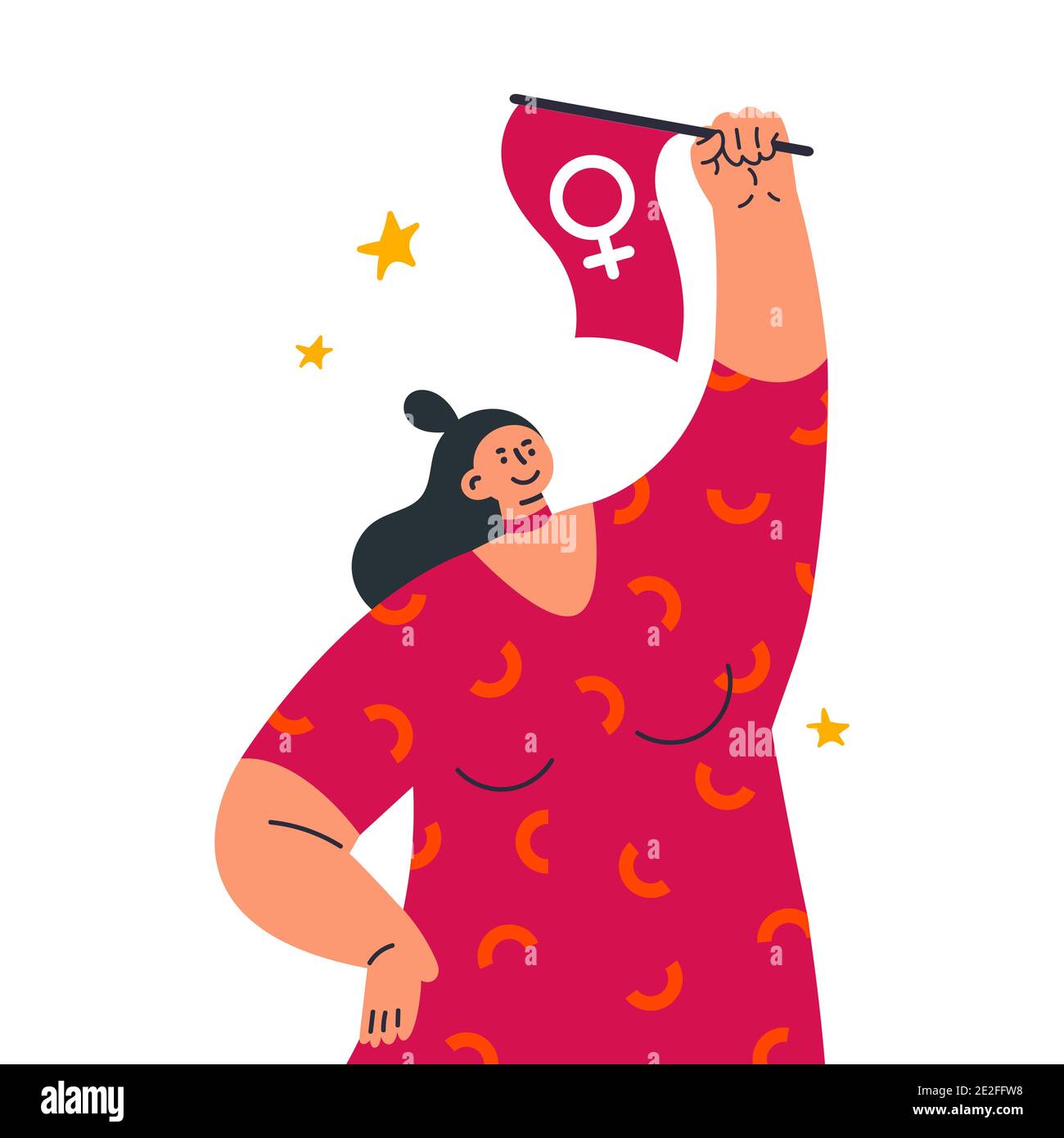 Girl raises her hand with flag. Fight like a girl Stock Vector Image ...
