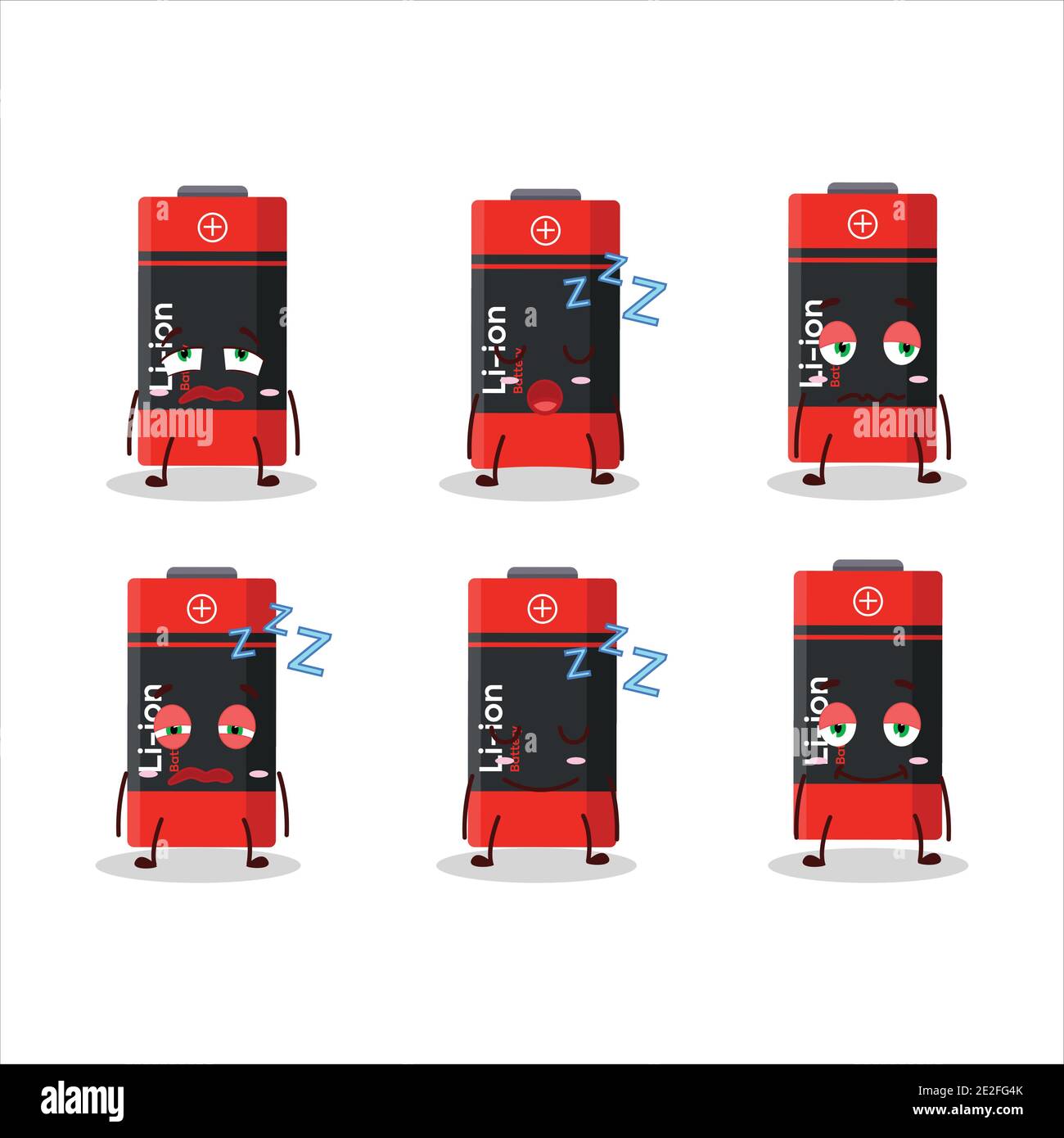 Cartoon character of li ion battery with sleepy expression. Vector ...