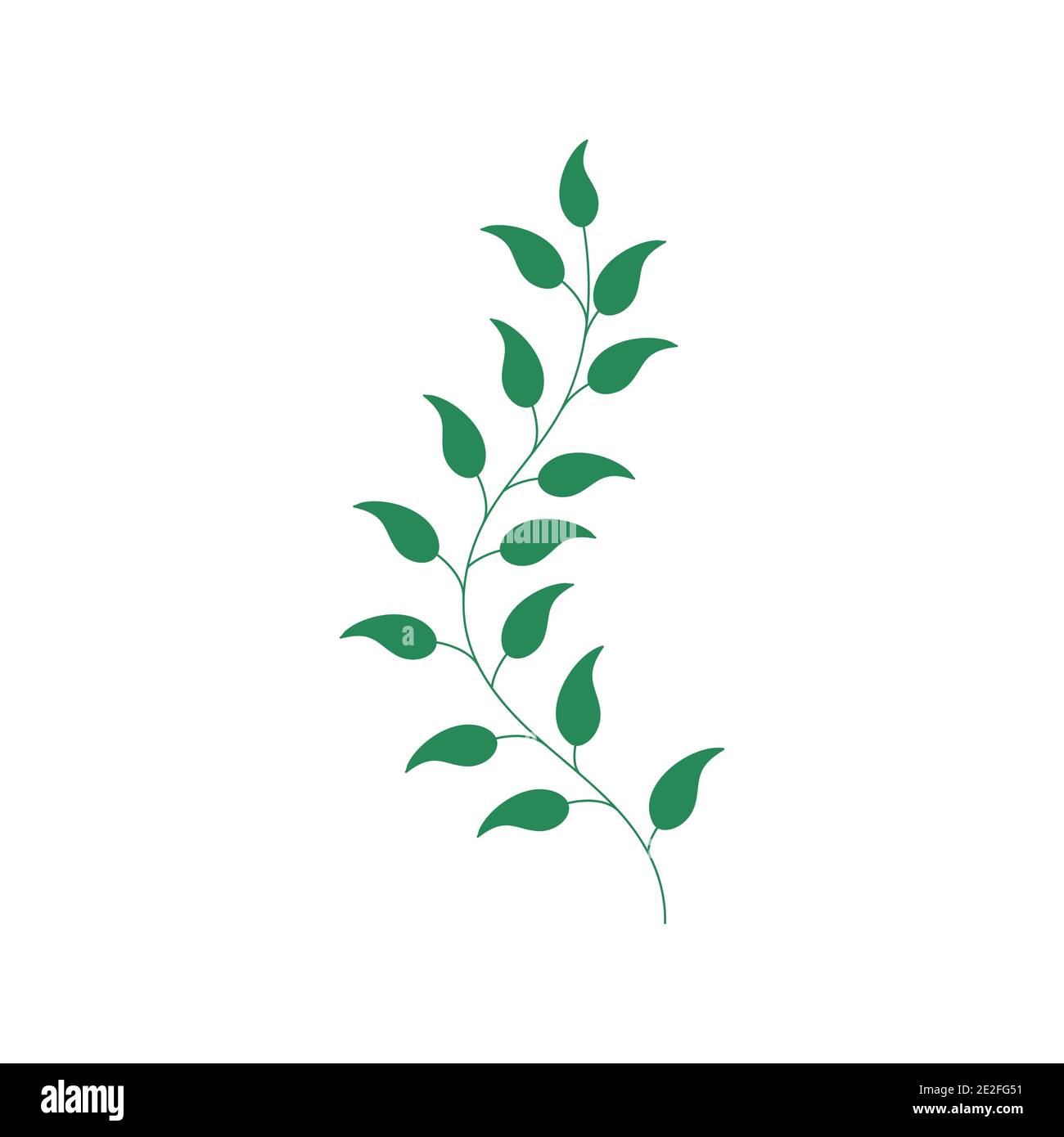 green branch with green leaves. Vector illustration. Flat style Stock ...