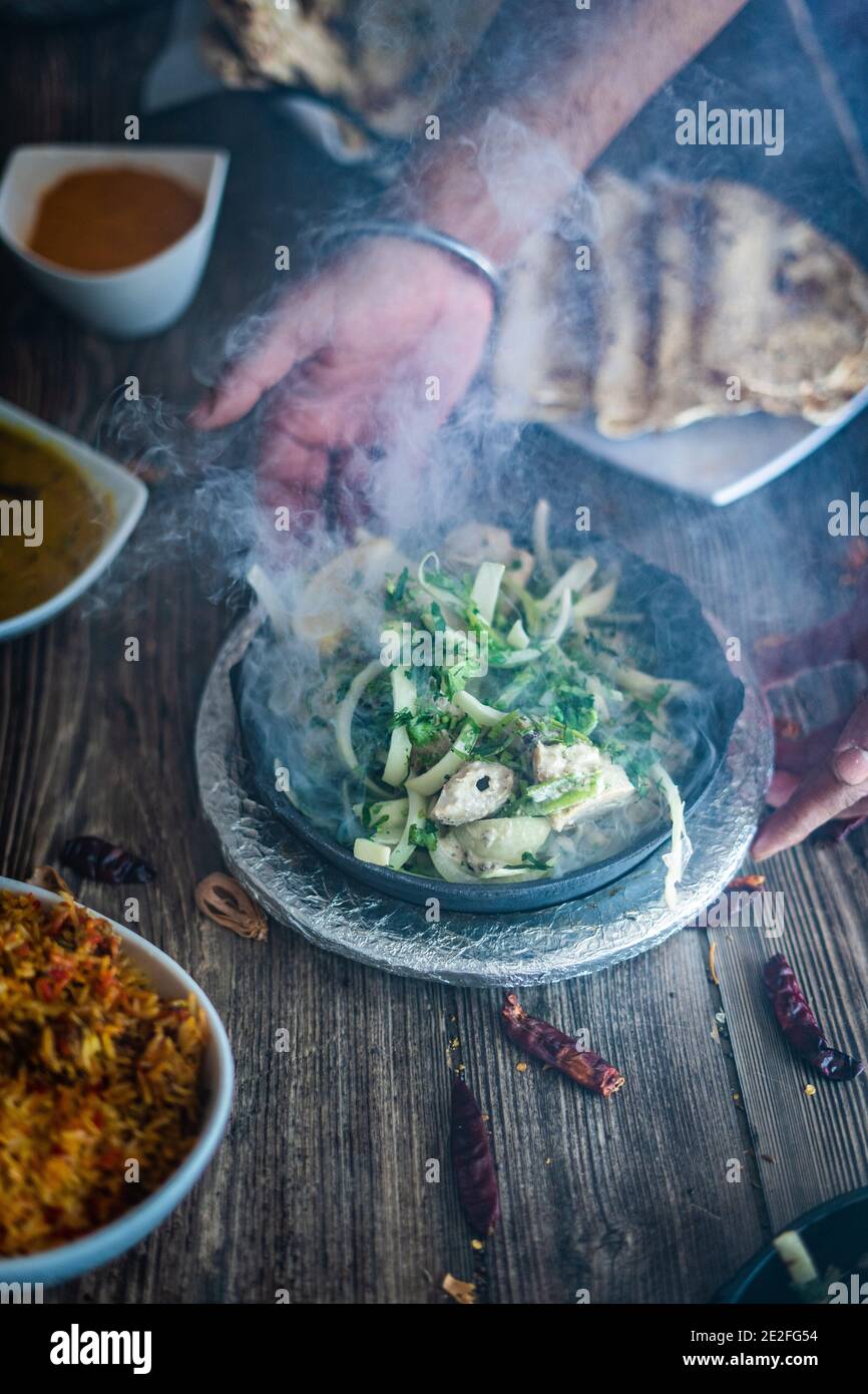Indian kebab platter in hot sizzling plate Stock Photo - Alamy