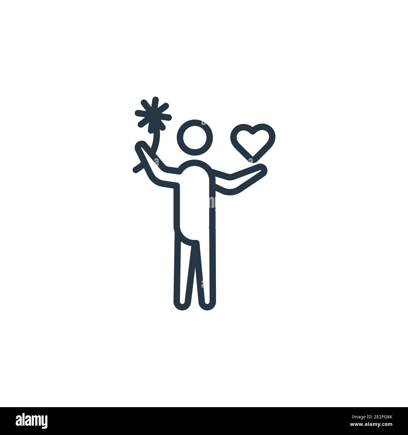 Loved human outline vector icon. Thin line black loved human icon, flat ...