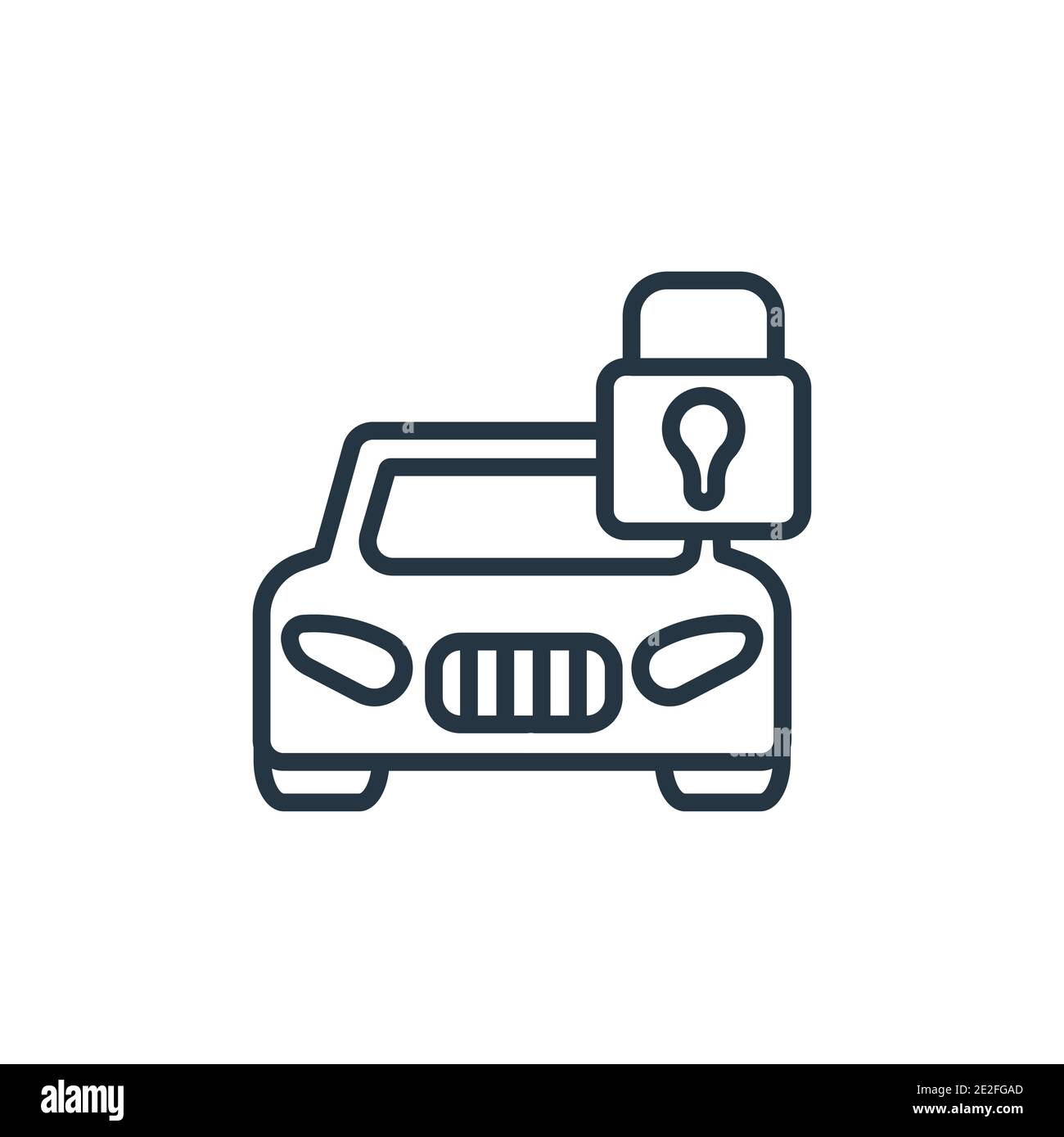Car lock outline vector icon. Thin line black car lock icon, flat ...