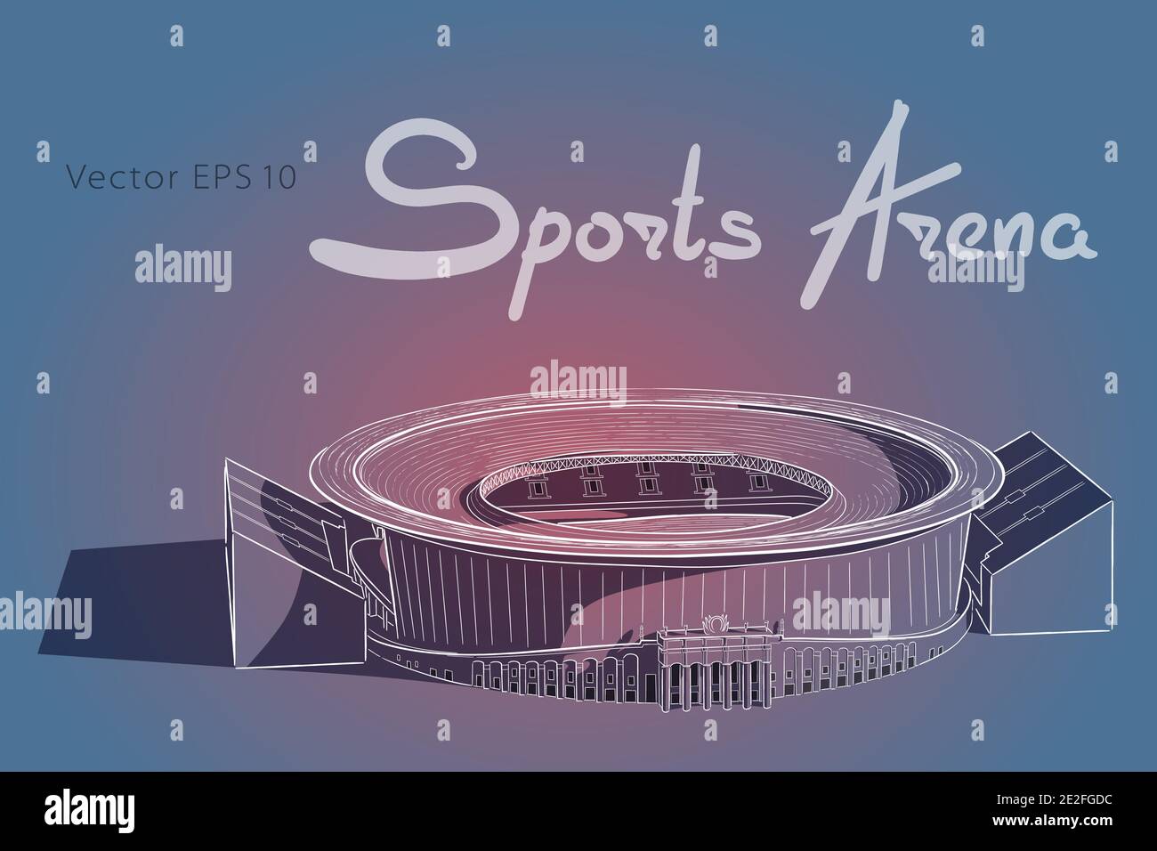 The main sport arena in Ekaterinburg city Russia. Hand drawn sketch ...