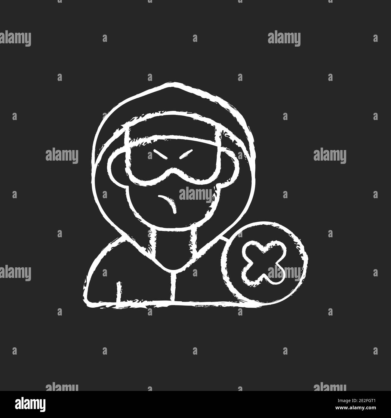Block or mute harasser chalk white icon on black background Stock ...