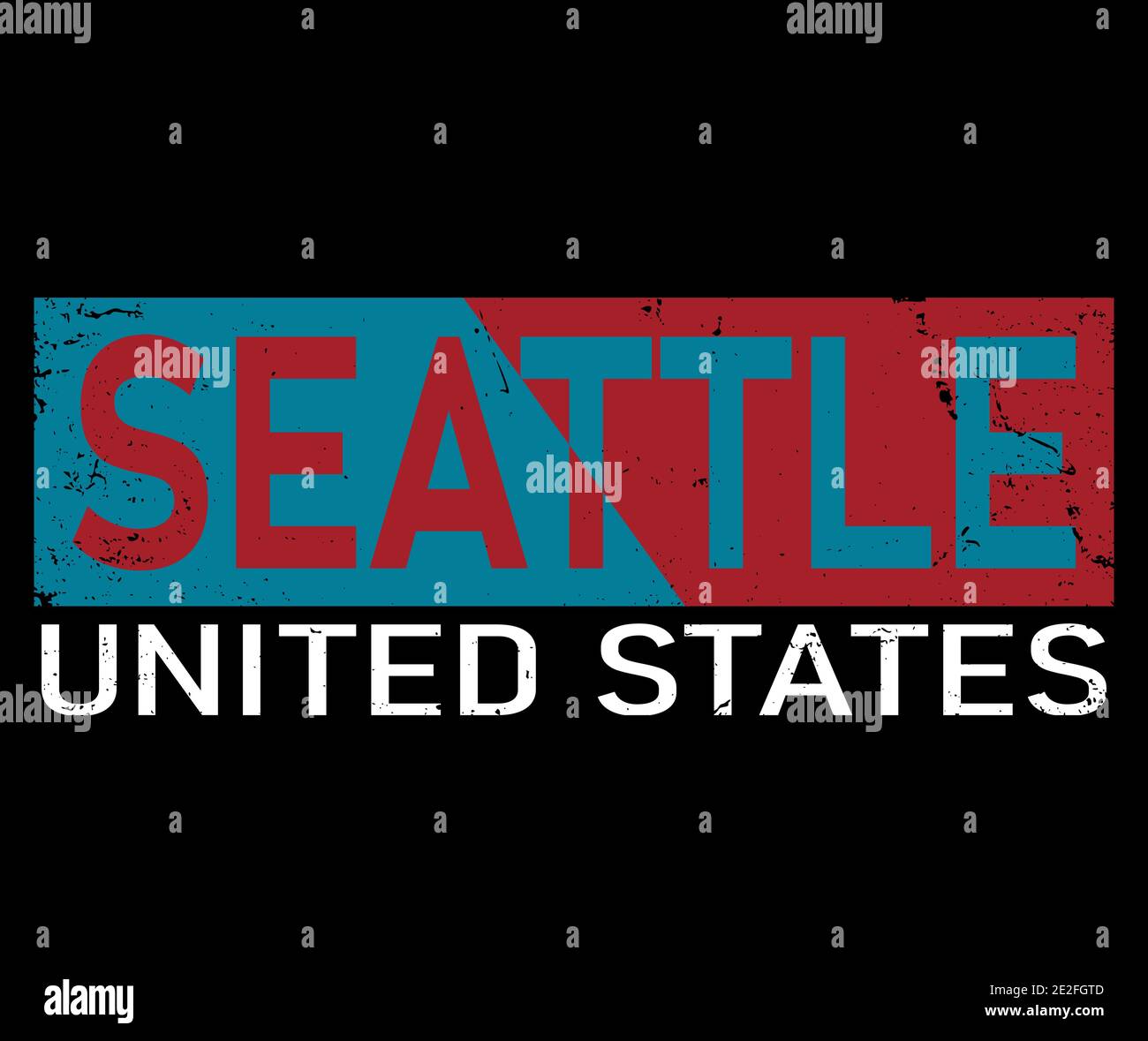 Seattle graphic emblem on dark background. Label for t-shirt ...