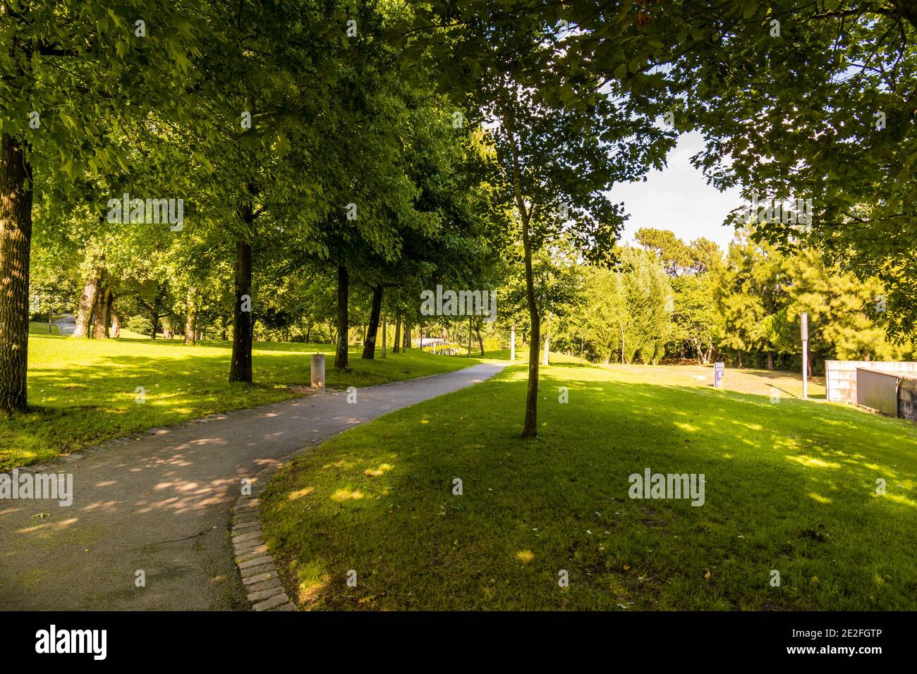 Horizontal shot of the Porto City Park in Portugal. Plain ground with ...