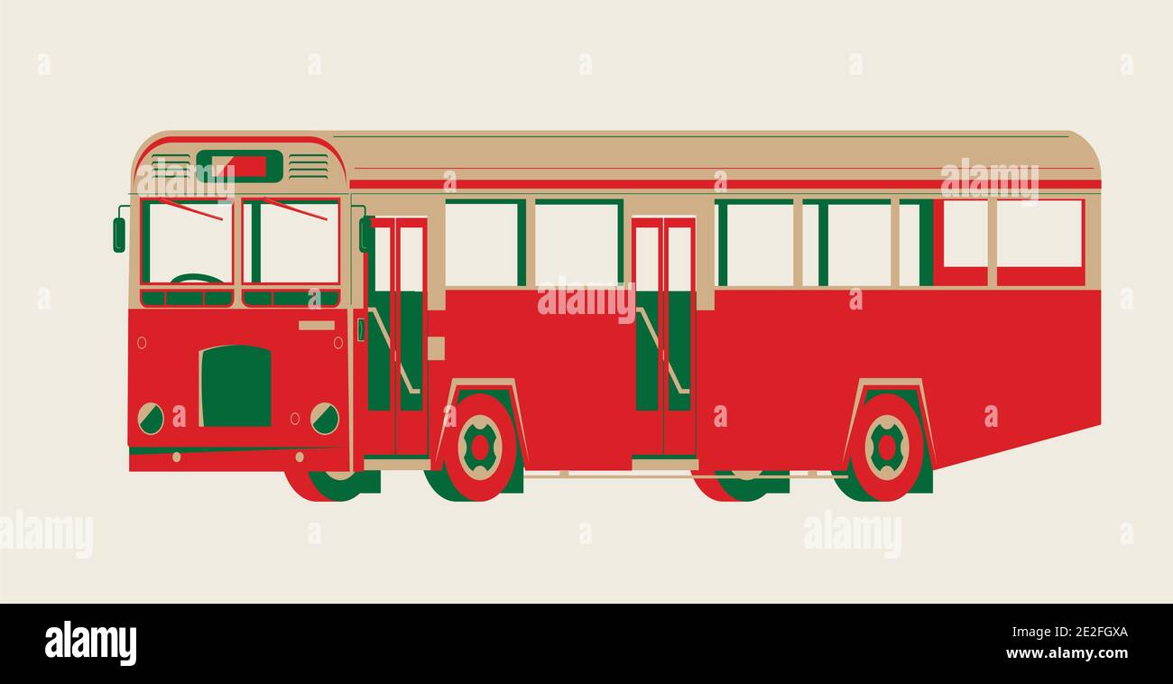 Graphic vector of an vintage single-decker bus Stock Vector Image & Art ...