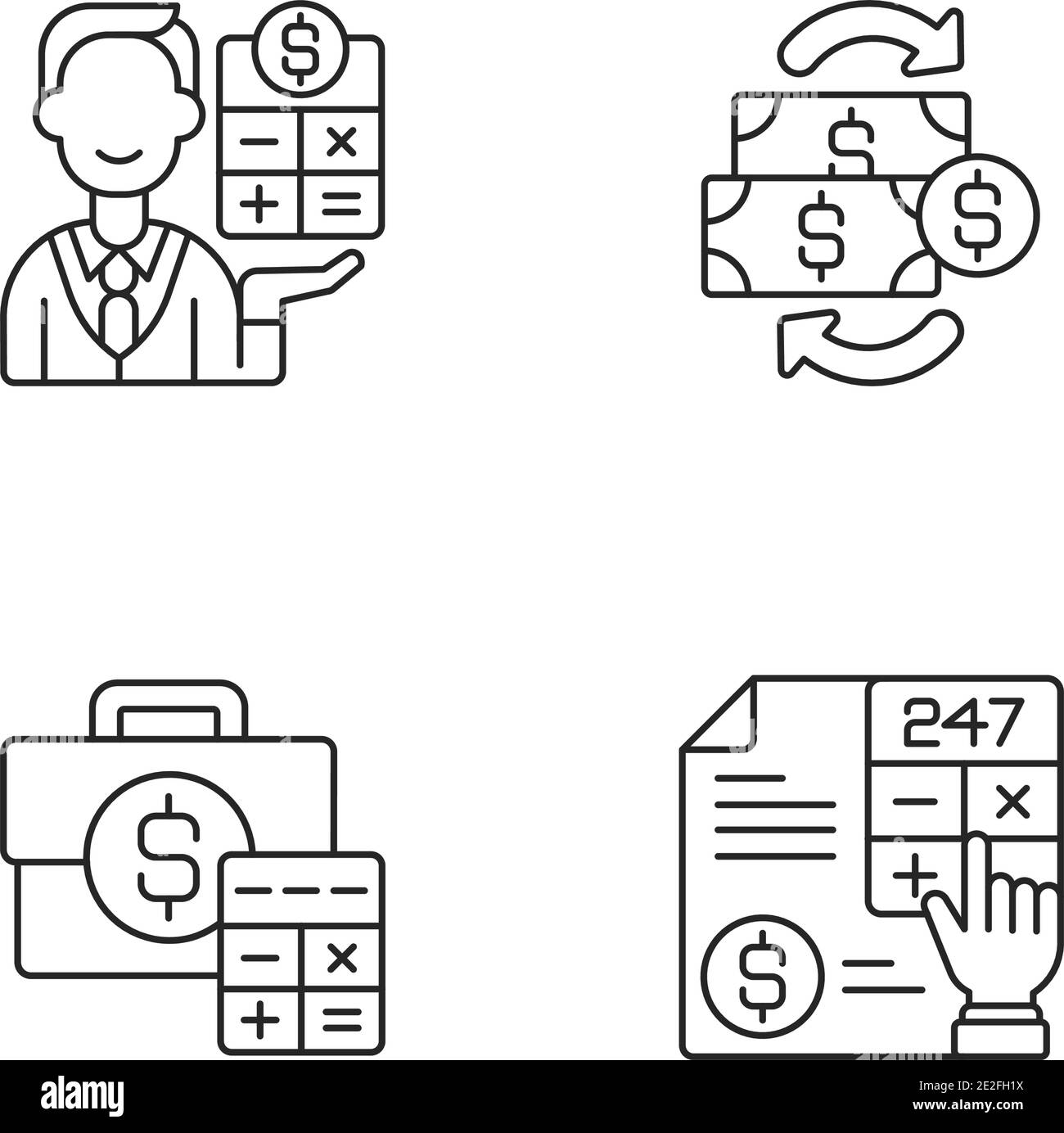 Accounting finance outline icons Black and White Stock Photos & Images ...