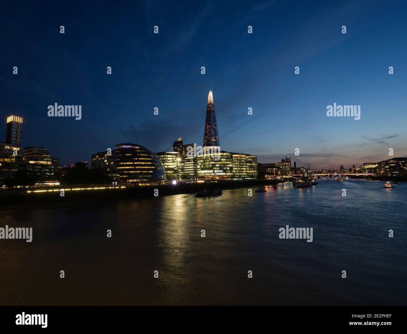 Panorama view of waterfront riverside promenade esplanade London city ...