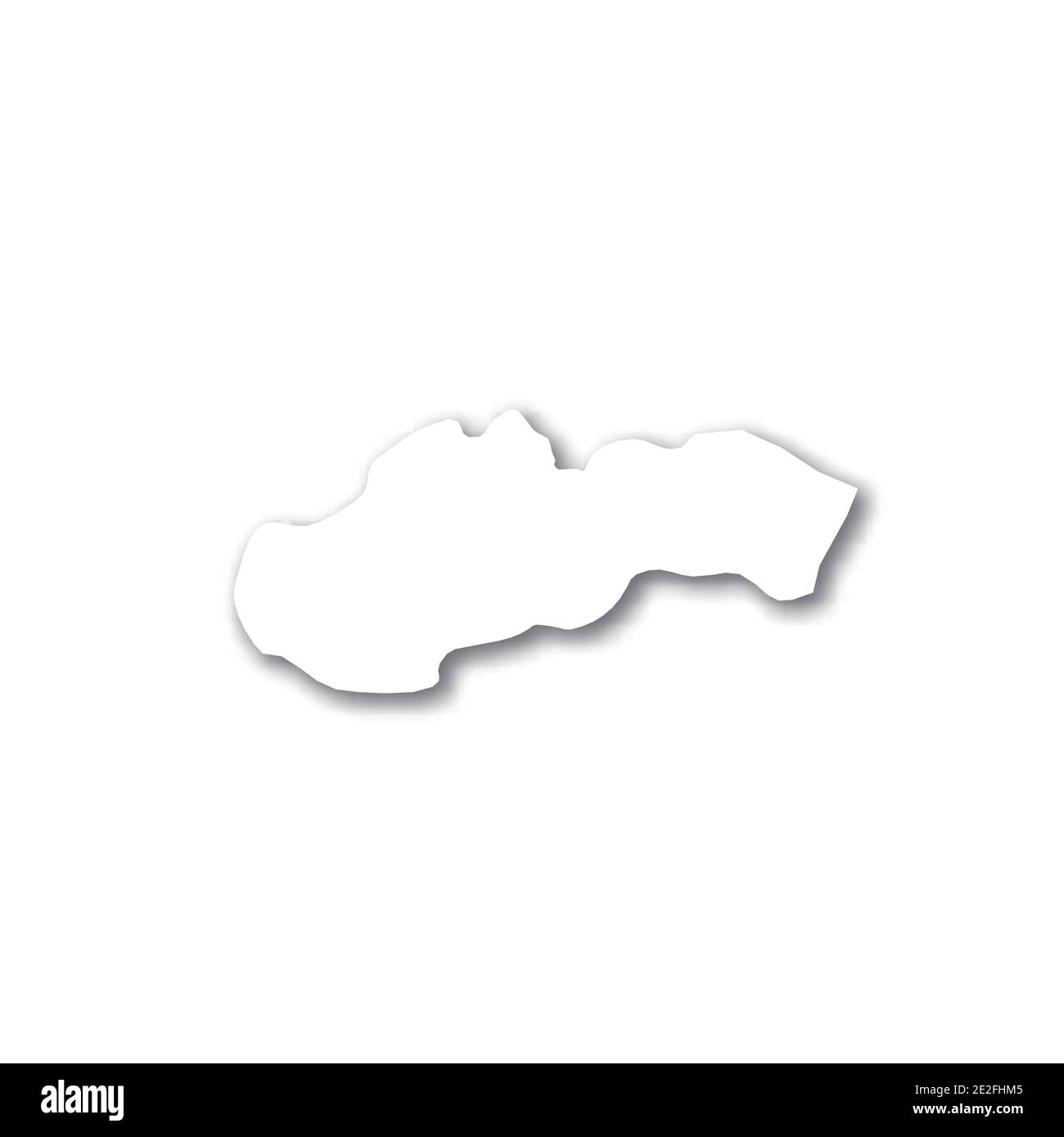 Slovakia - white 3D silhouette map of country area with dropped shadow ...