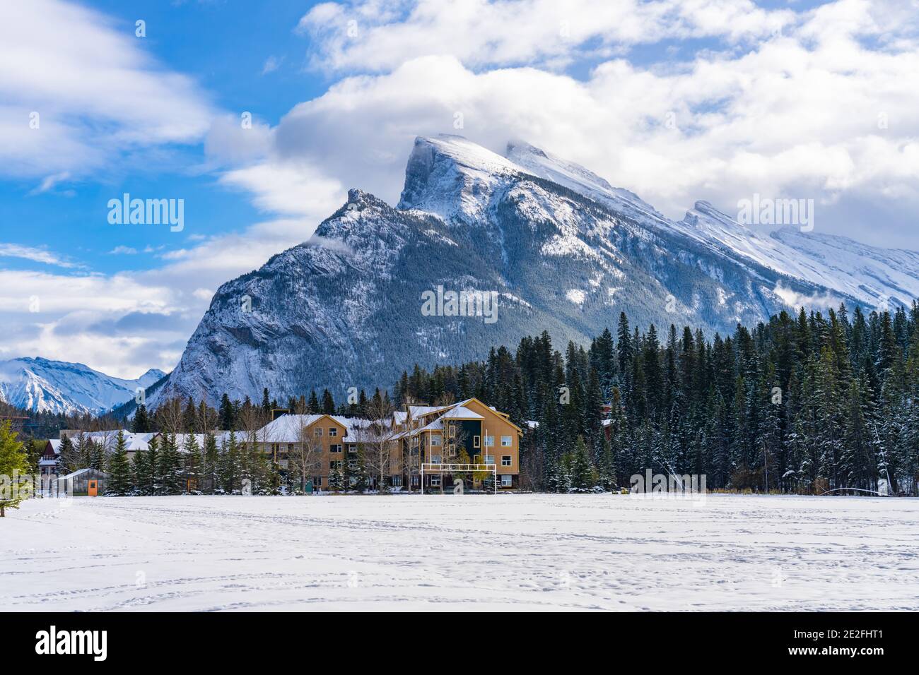 Banff Recreation Grounds in snowy winter. Banff National Park, Canadian ...