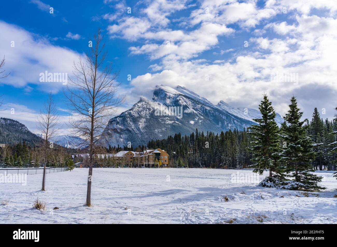 Banff Recreation Grounds in snowy winter. Banff National Park, Canadian ...