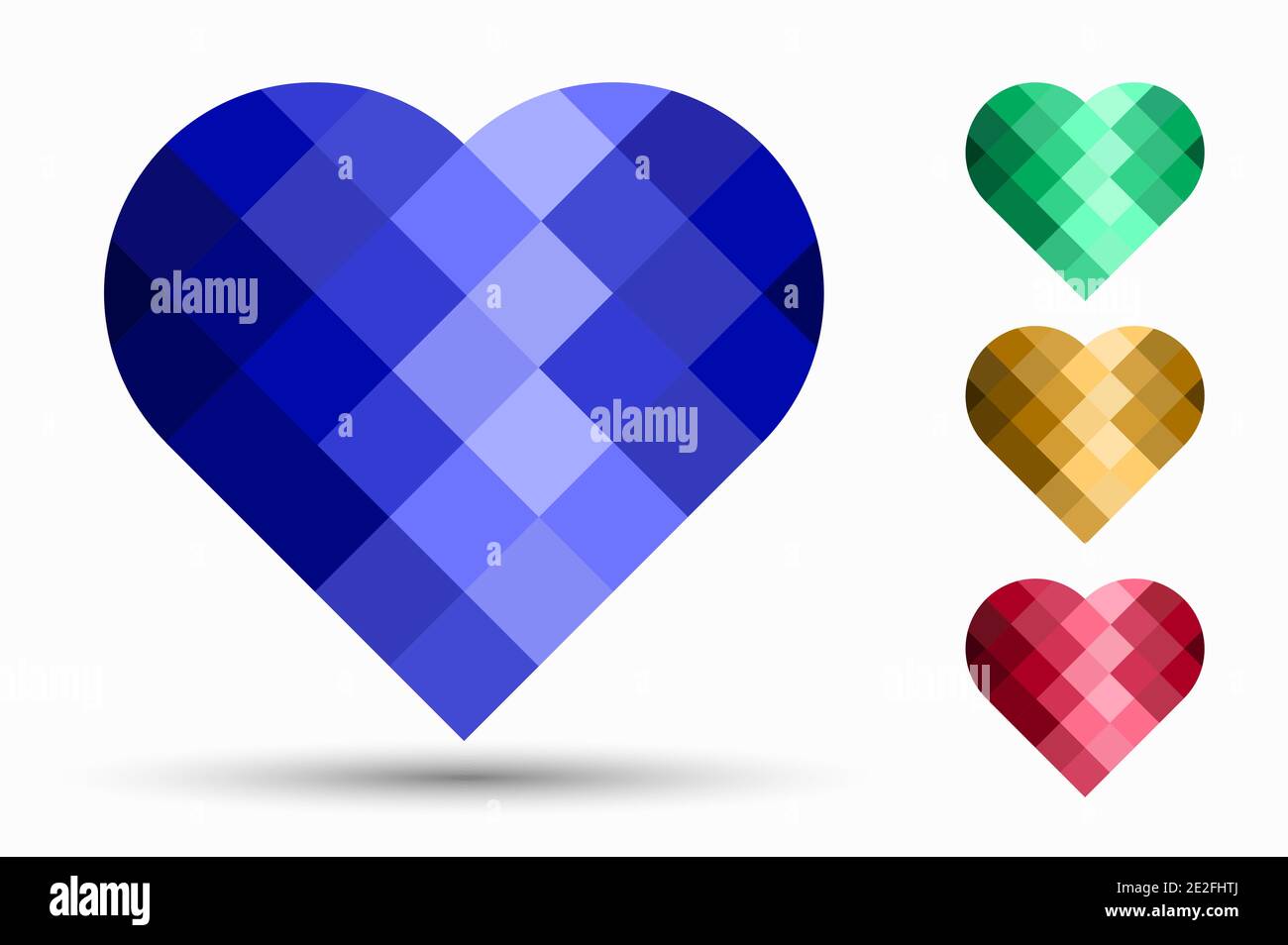 collection of segmented mosaic hearts isolated on white background ...