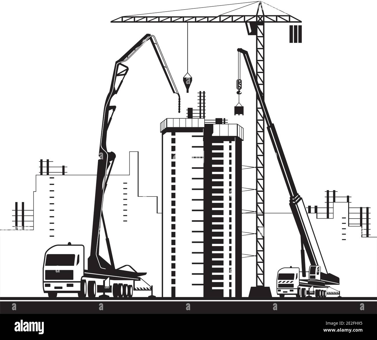 High rise construction machinery – vector illustration Stock Vector ...