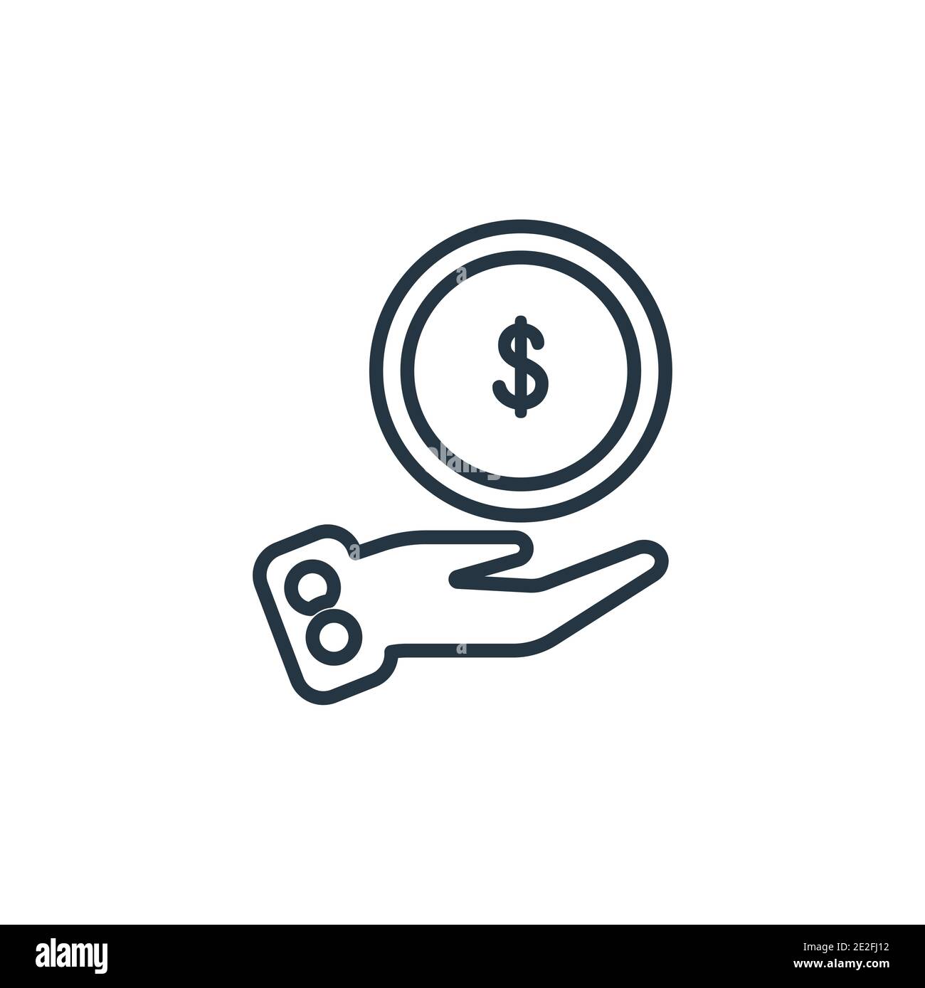 Give money outline vector icon. Thin line black give money icon, flat ...